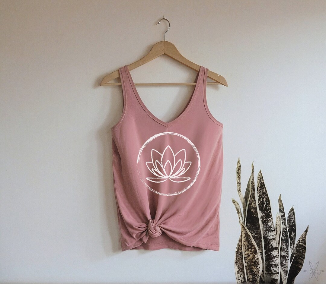 Lotus Flower Yoga V-neck Tank Top Shirt Mother's Day Gift, Hippie, Boho ...