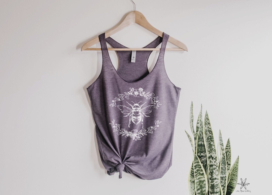 Bee Botanical Tank Top T-shirt Ladies Tank Top Shirt Screenprint Mother ...