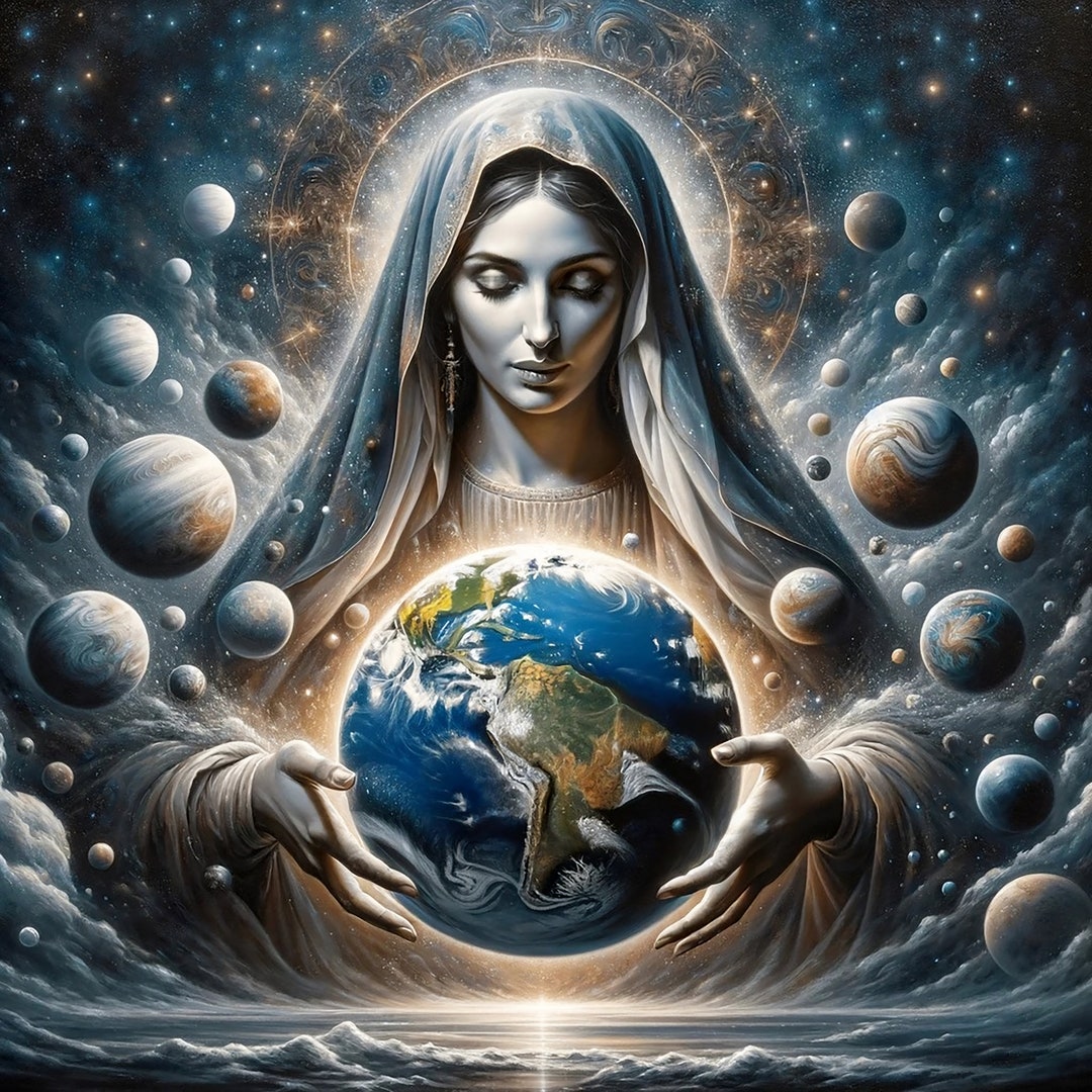 Digital Download for AI Art - Mother Mary With the World in Her Hands ...
