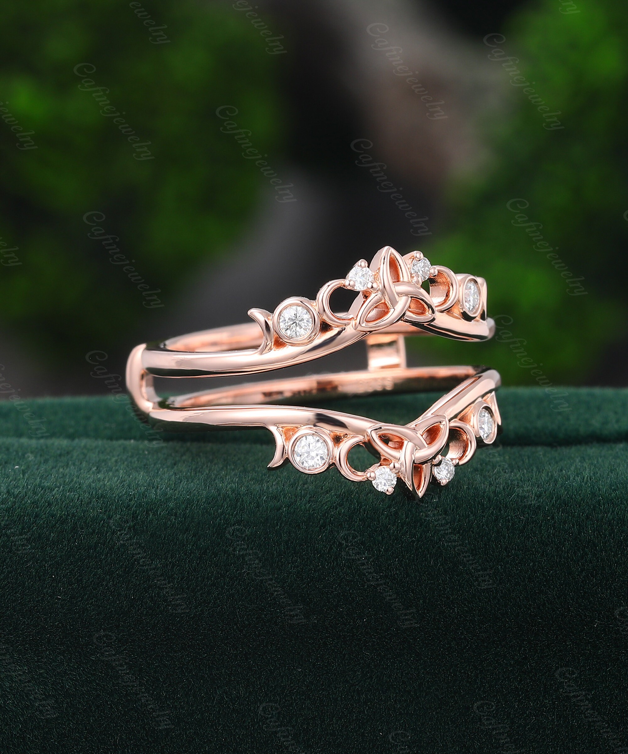 Celtic Knot Norse Viking Diamond Ring Enhancer Women Unique Curved ...