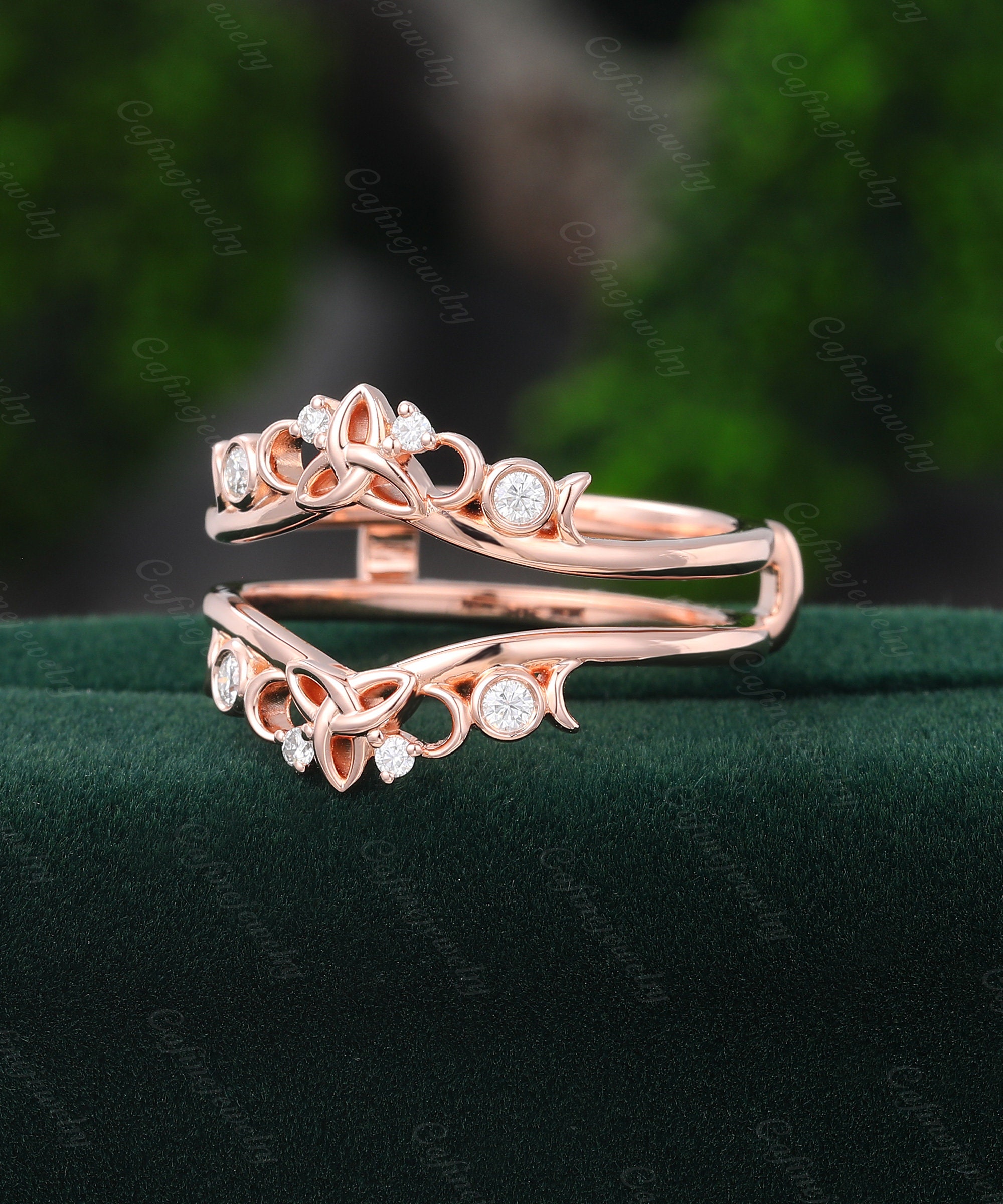 Celtic Knot Norse Viking Diamond Ring Enhancer Women Unique Curved ...