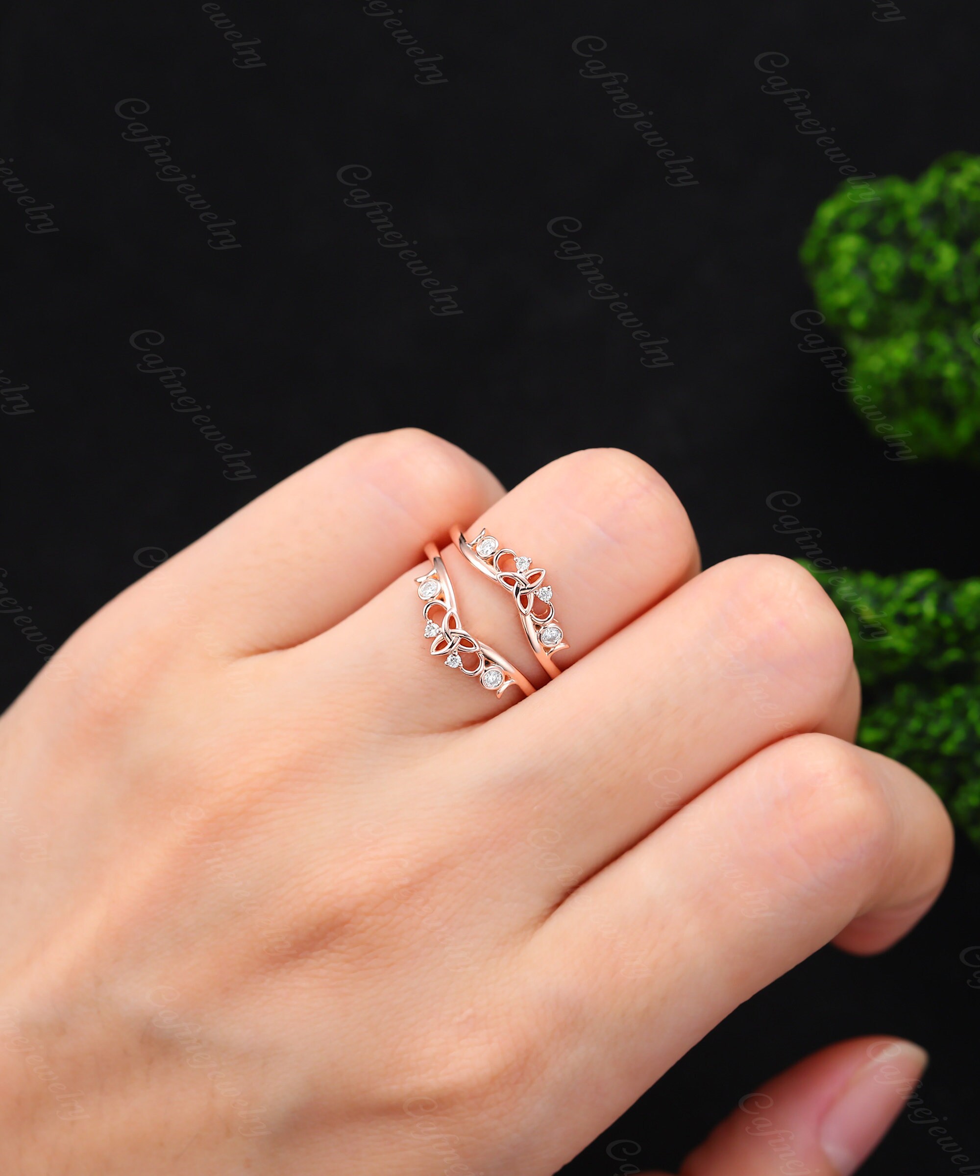 Celtic Knot Norse Viking Diamond Ring Enhancer Women Unique Curved ...