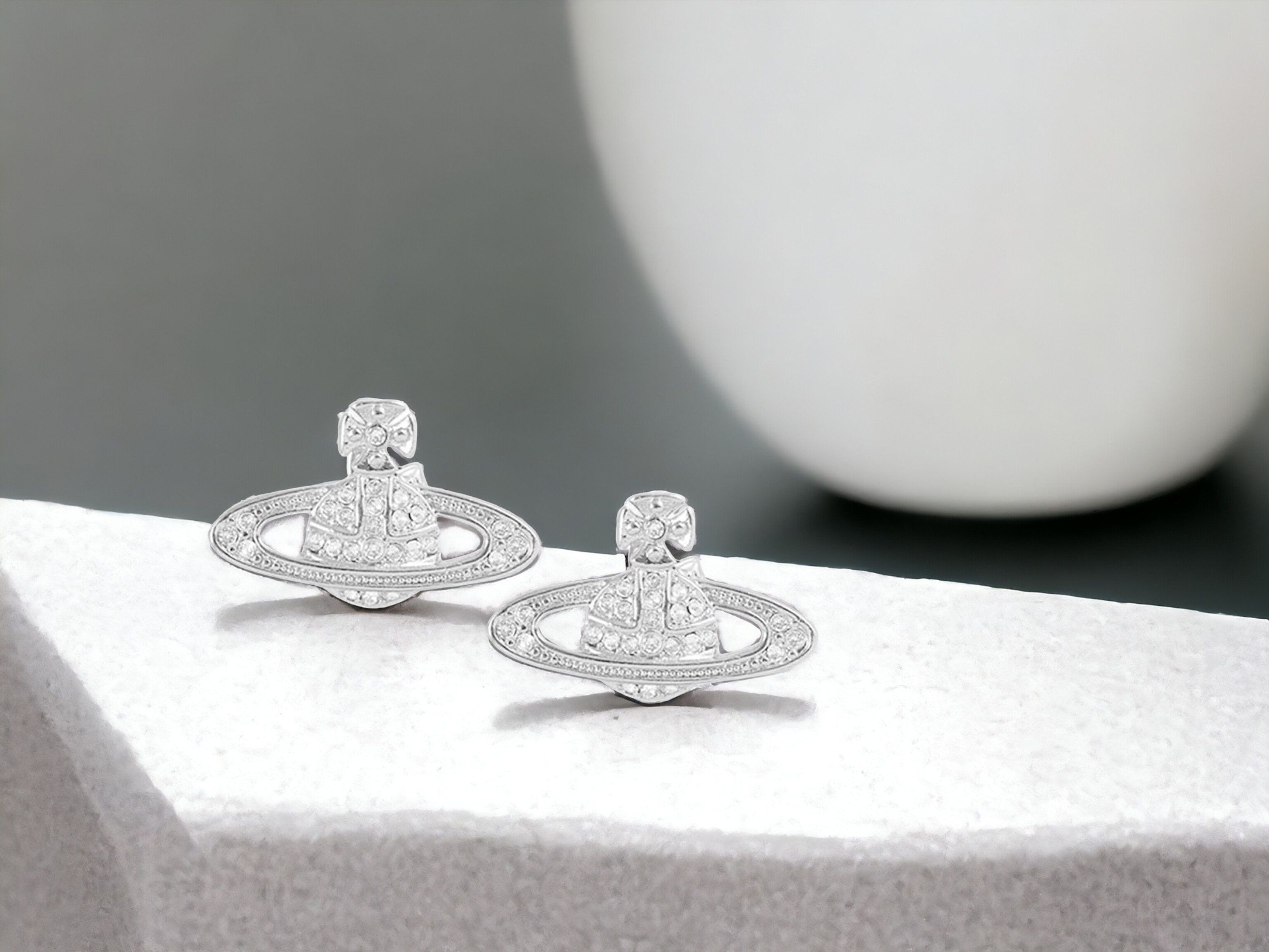 Saturn Stud Earrings in Silver, Saturn Celestial Earrings, Small Orb Saturn Earrings, Best ...