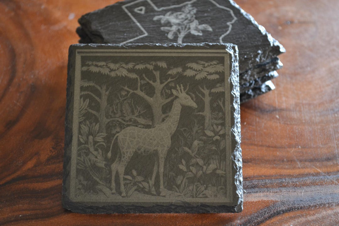 Giraffe Engraved Stone Coaster - Etsy