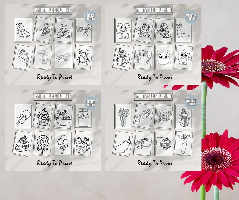 Coloring Sheets, Creative Learning Bundle: 15 Entertaining Coloring ...