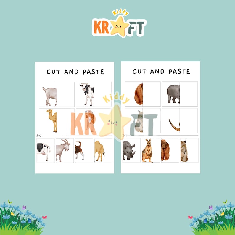 Cut and Paste Animal Crafts for Kids, Printable Animal Cut-outs ...