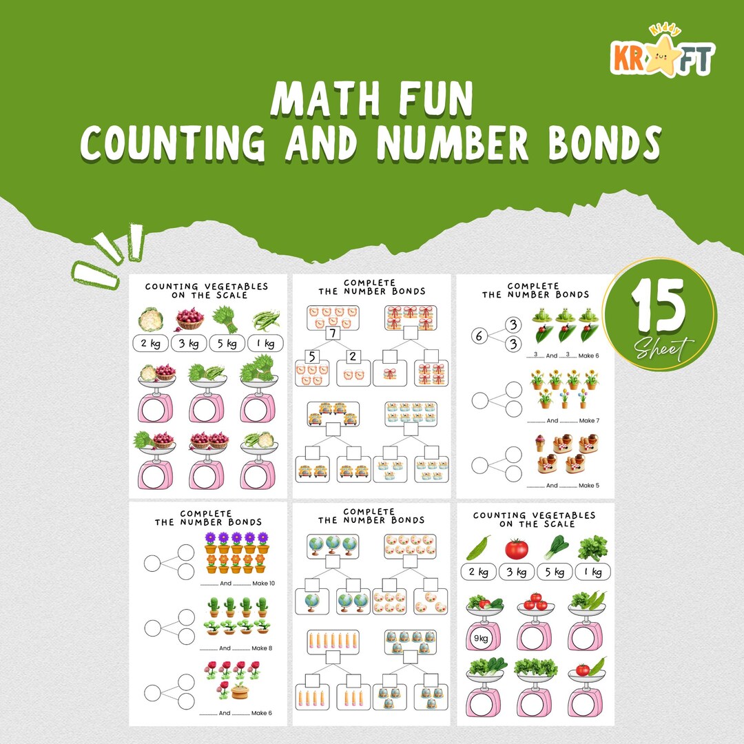 Number Bonds, Math Printable for Kindergarten and 1st Grade, Early Math ...