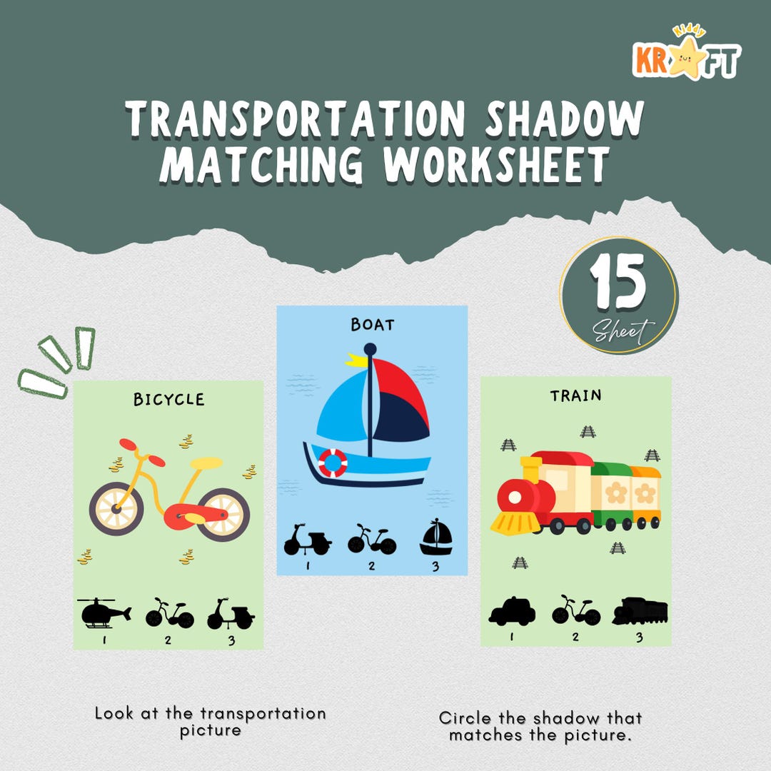 Transportation Matching Game for Toddlers/ Preschool, Transportation ...