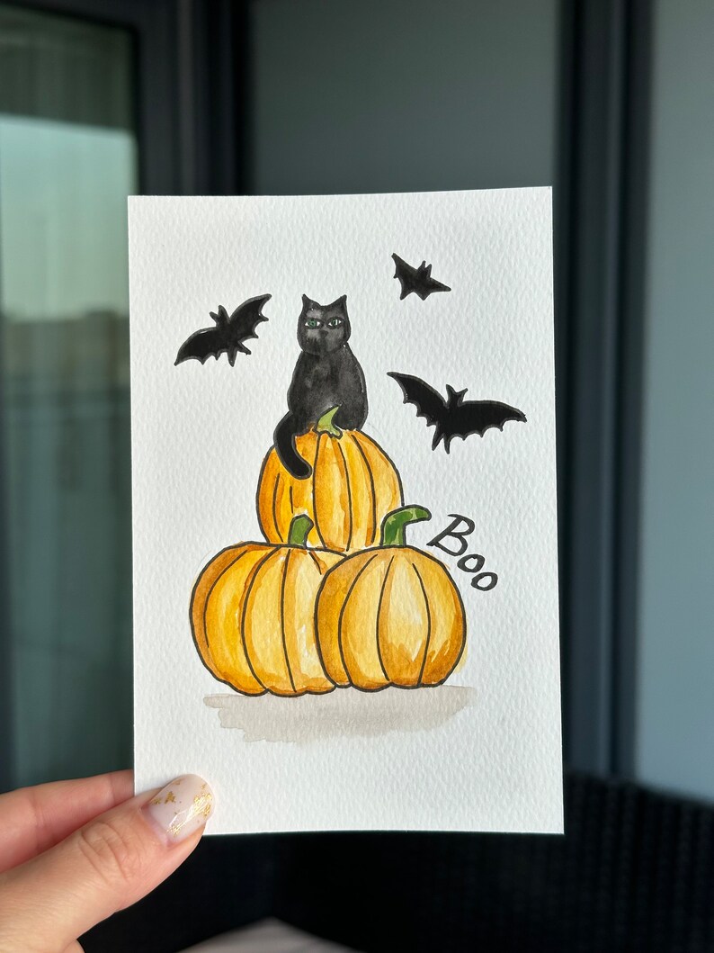 Happy Halloween Cards Original Handmade Watercolor Cards, Birthday ...