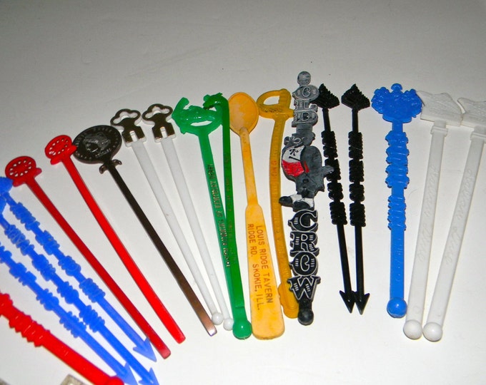 Vintage Swizzle Sticks in Plastic 20 in Assorted Colors - Etsy