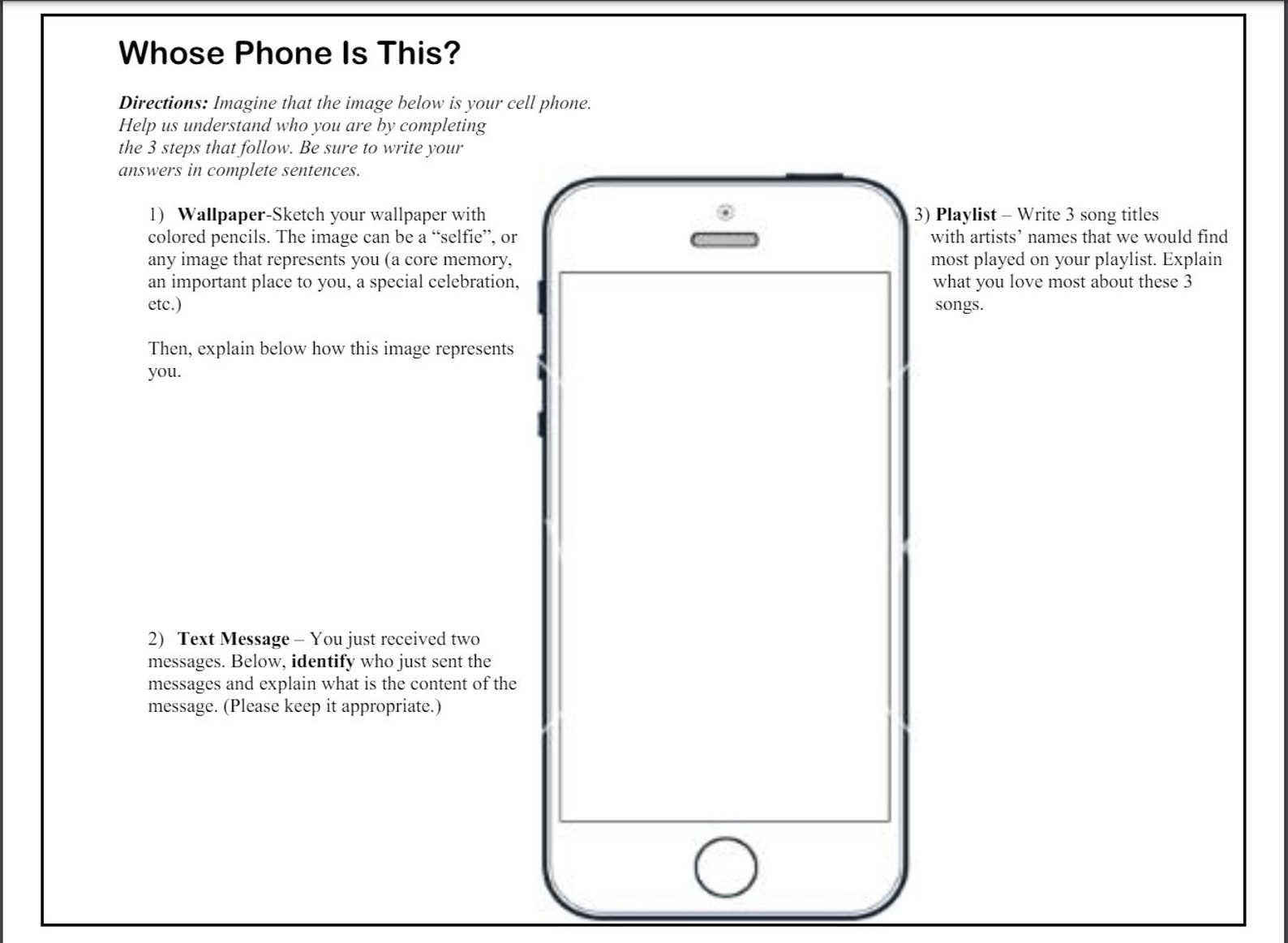 First Day Back to School Printable, Middle School Worksheet, High ...