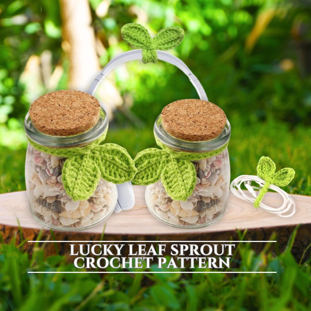 Leaf Headset Crochet Pattern – Crochet Sprout Leaf Headphones Accessory ...
