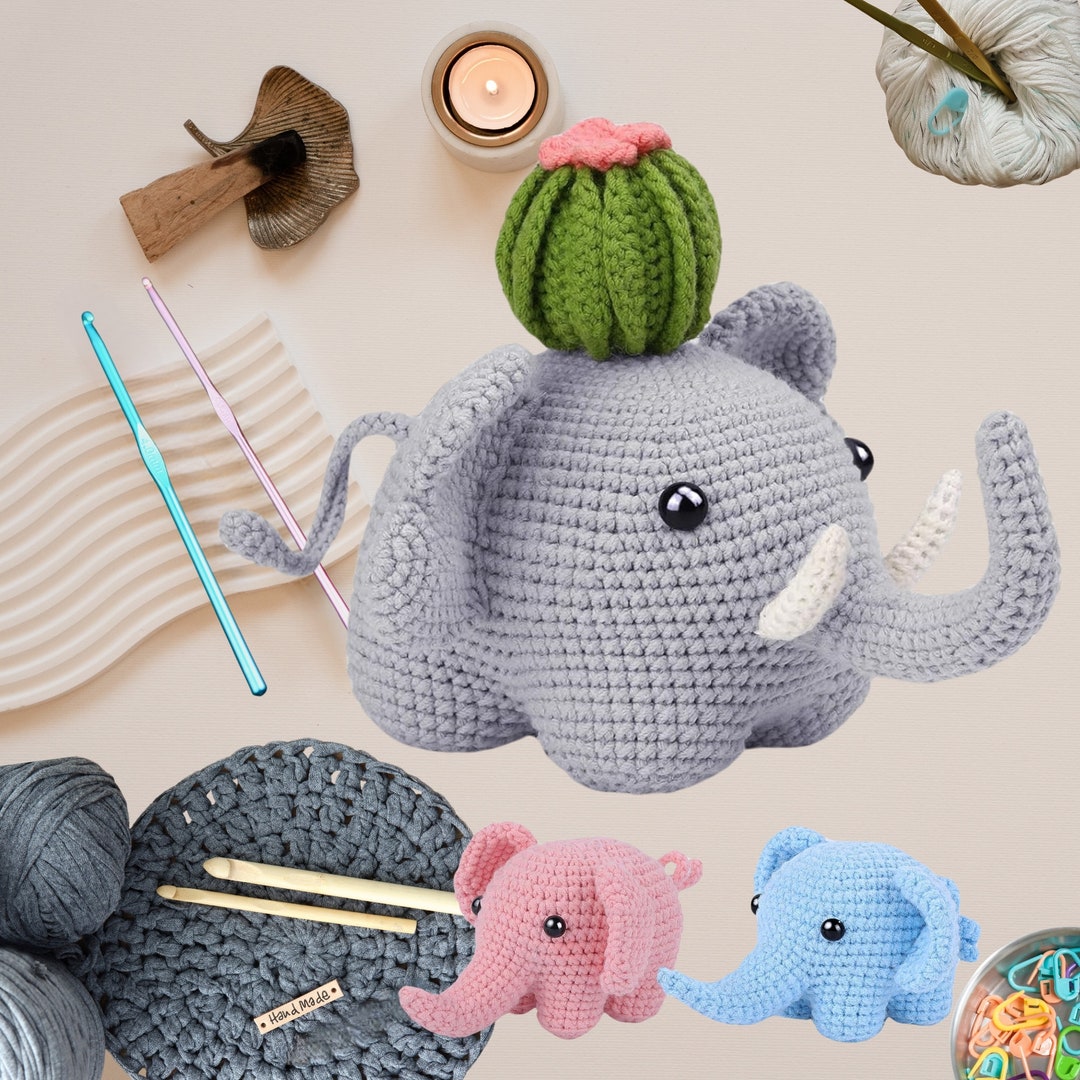 Elephant Crochet Pattern,animal Potted Elephant Amigurumi Crochet ...