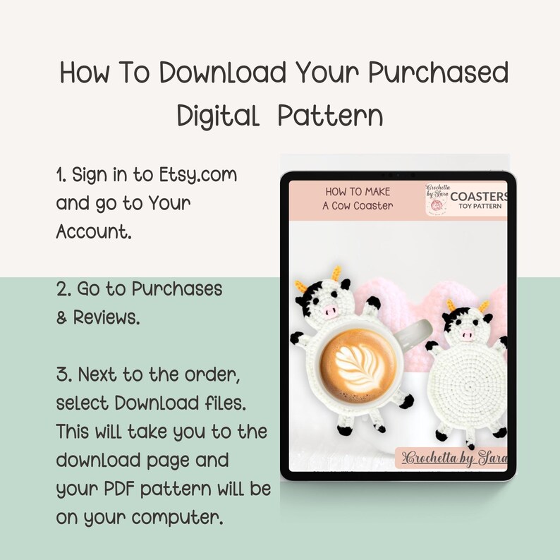 Cow Coasters Crochet Pattern Moo-moo Cow Potholder Coaster Set Digital ...