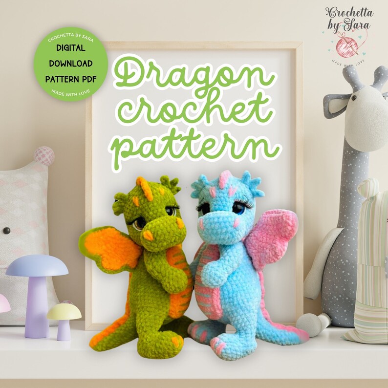 Dragon Crochet Pattern PDF, Amigurumi Dragon Crochet Toy Pattern ...