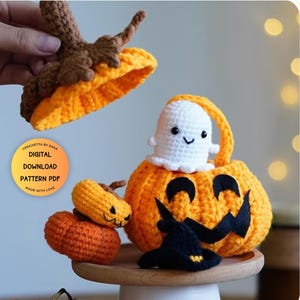 Halloween Pumpkin Ghost Crochet Pattern PDF Amigurumi Toy,crochet ...