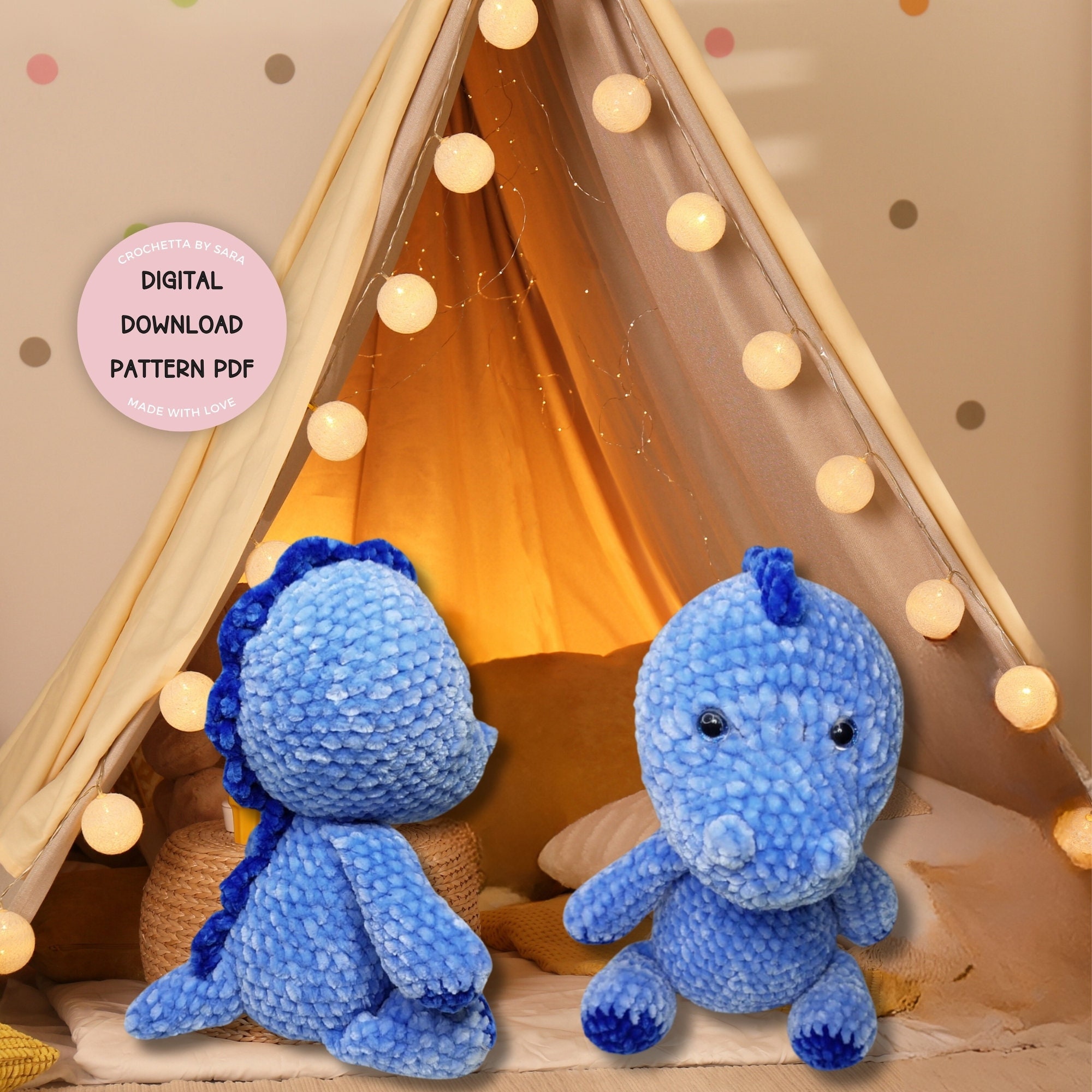 Dinosaur Crochet PATTERN Amigurumi Stuffed Animals Dinosaur Plushie ...