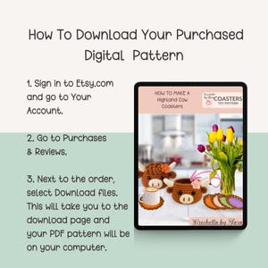 Highland Cow Coaster Crochet Pattern Cow Coaster Set With Potted Plant ...