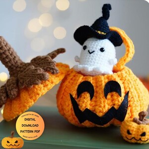 Halloween Pumpkin Ghost Crochet Pattern PDF Amigurumi Toy,crochet ...