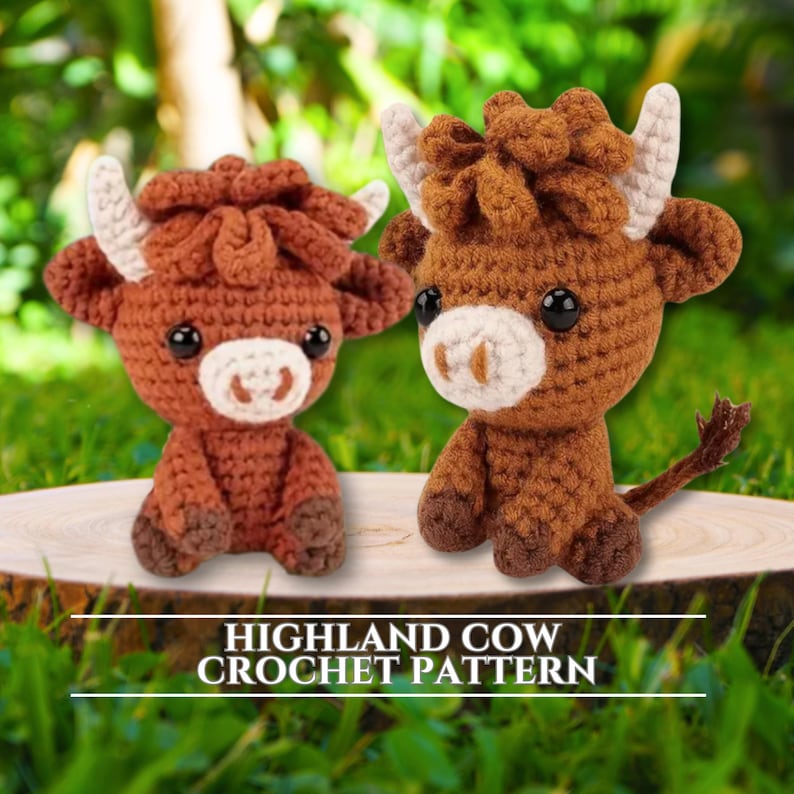 Tiny Highland Cow Crochet Pattern Amigurumi Cow Pattern Baby Cow Calf ...