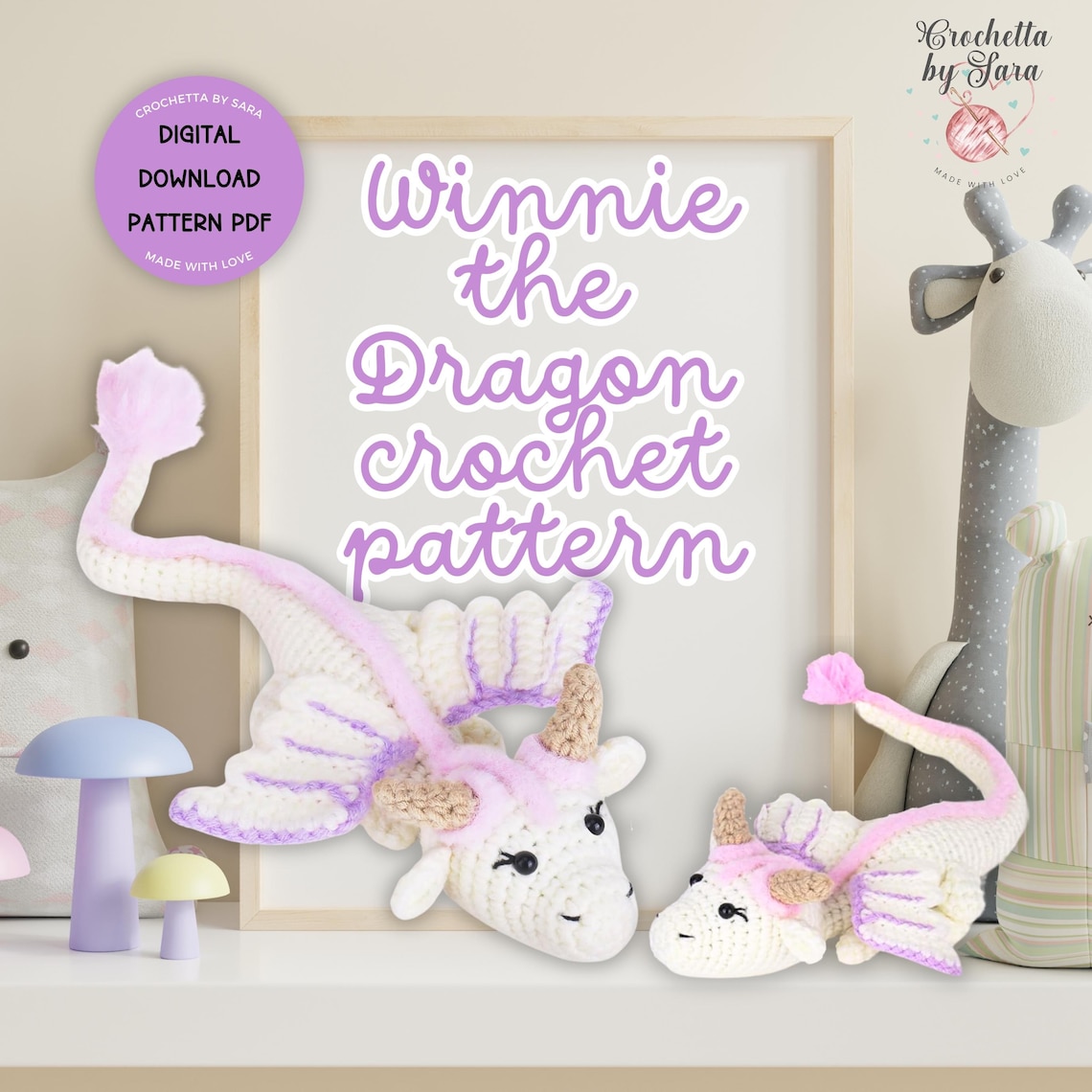 Winnie the Dragon Crochet Pattern PDF, Amigurumi Dragon Crochet Toy ...