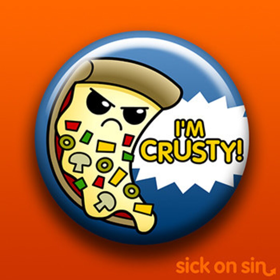 Crusty Pizza Pin Button Magnet Bottle Opener Pocket Mirror Keychain ...