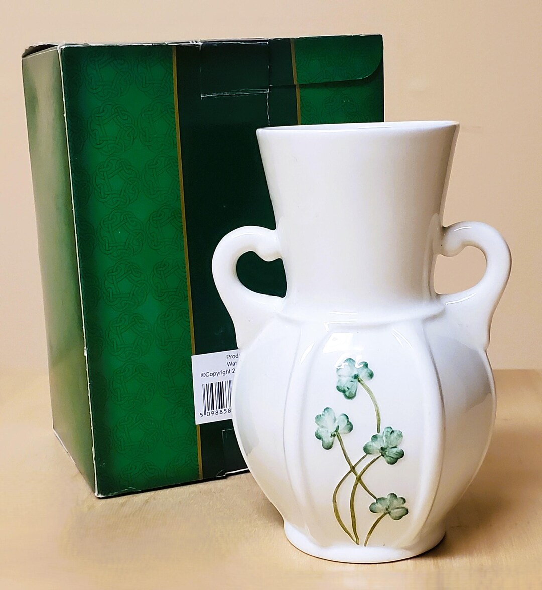 Watervale Irish Vase NEW IN BOX Parian China Shamrock Clover Ireland 6 ...