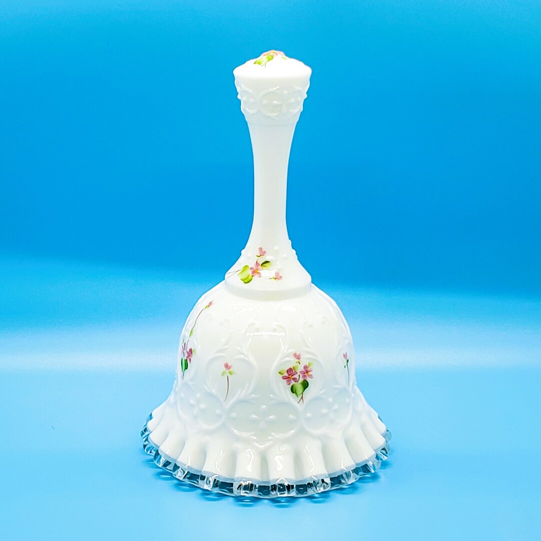 Fenton Bell Violets in the Snow Silver Crest Signed by Freda H Vintage ...