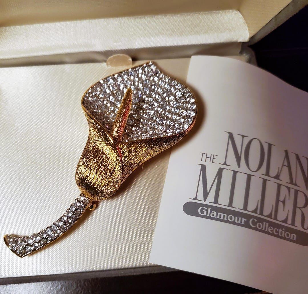 Nolan Miller Crystal Calla Lily Pin Brooch NEW IN BOX Pave Rhinestones ...