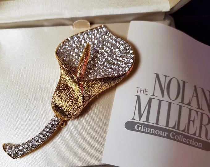 Nolan Miller Crystal Calla Lily Pin Brooch NEW IN BOX Pave Rhinestones ...