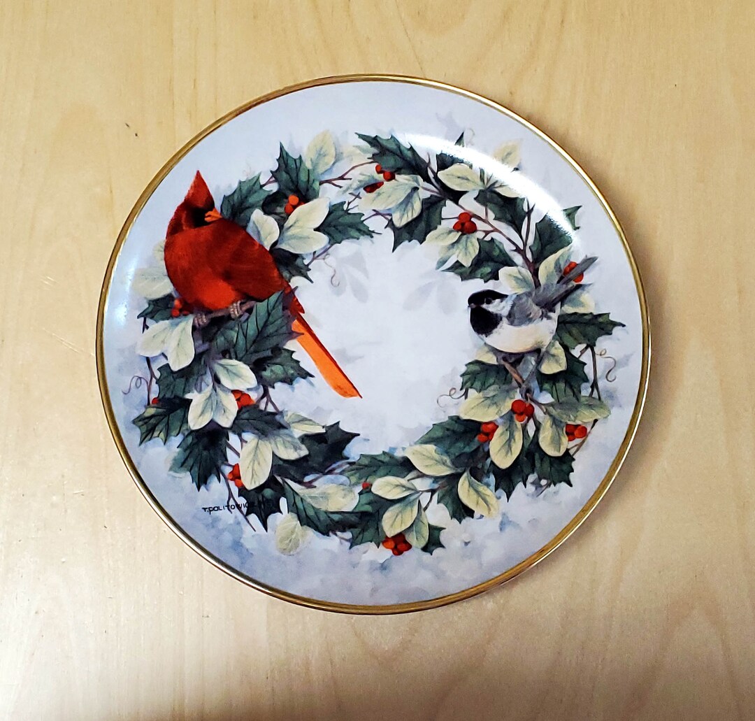 FRANKLIN MINT Red Cardinal Collector Plate Porcelain Holiday Chorus ...