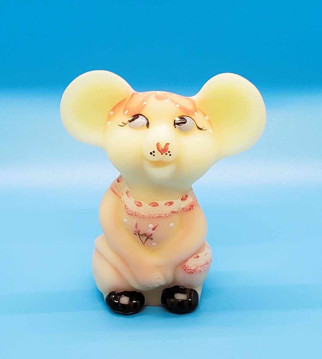 Fenton Mouse Burmese Figurine Satin Glass Signed Nancy Fenton Miller ...