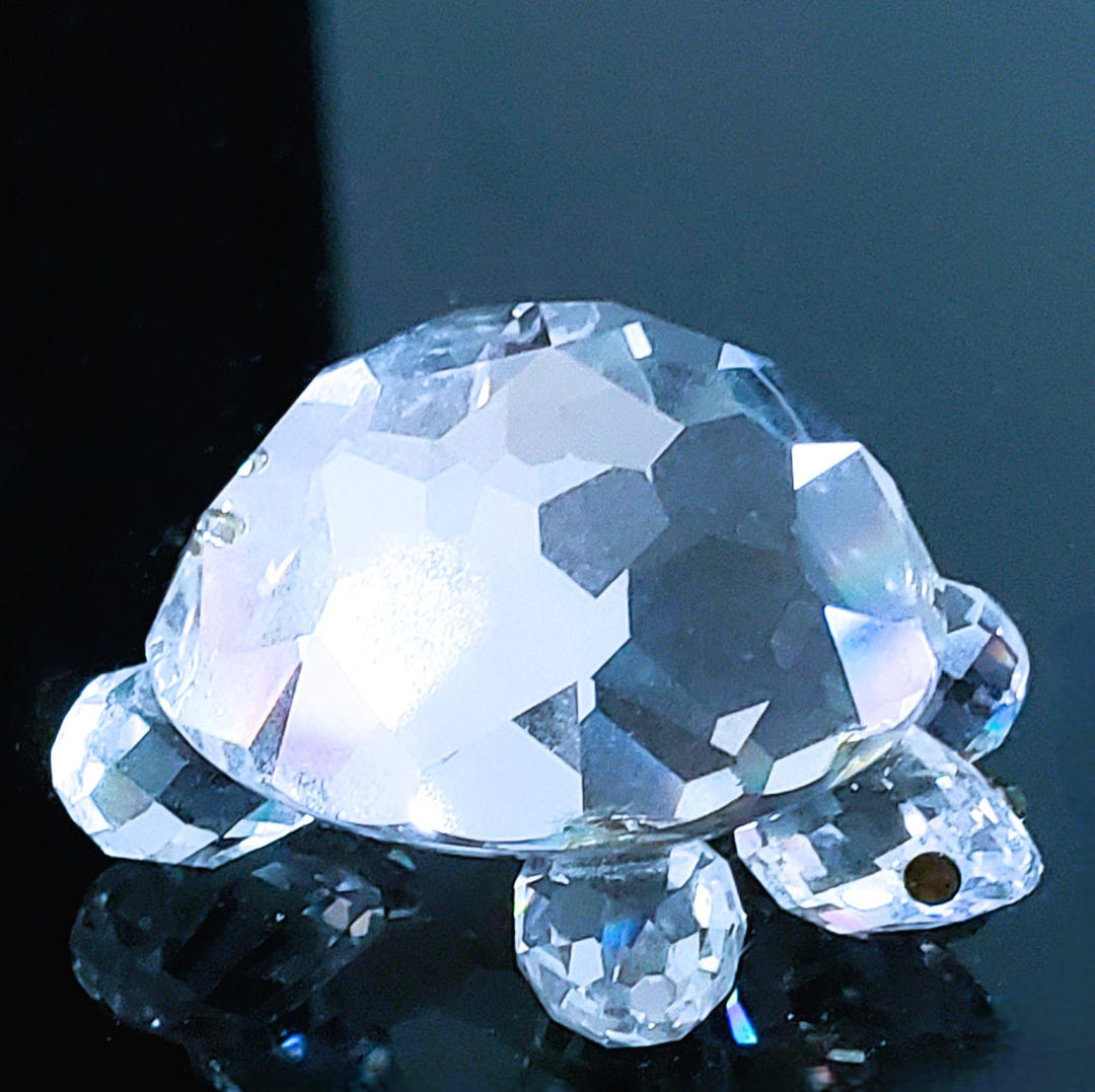 Swarovski Turtle Tortoise Small Figurine Clear Cut Fine Crystal Glass ...