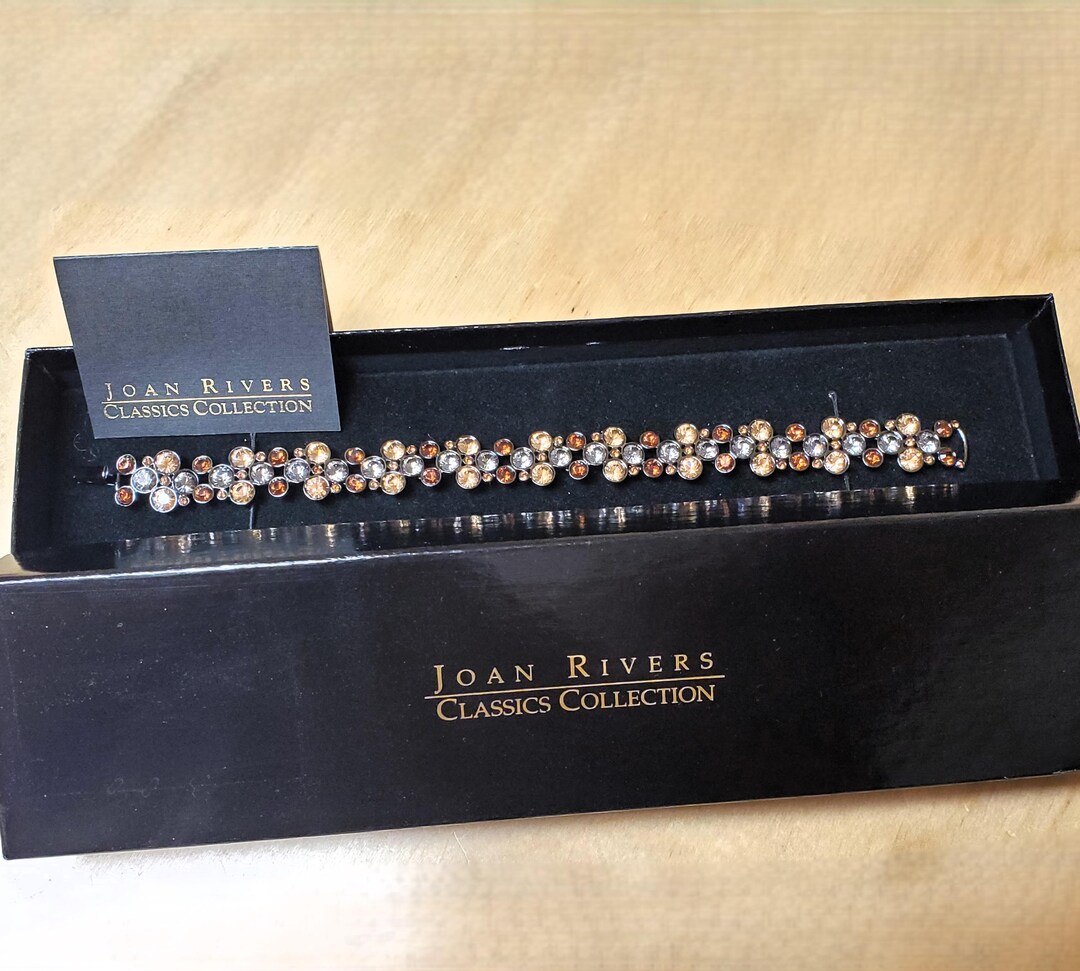Joan Rivers Bracelet NEW IN BOX Brown Topaz Smoky Clear Rhinestones ...