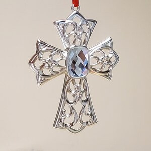 Lenox Bejeweled Cross Ornament Silverplate Glass Jewel Gem Stone NEW IN ...