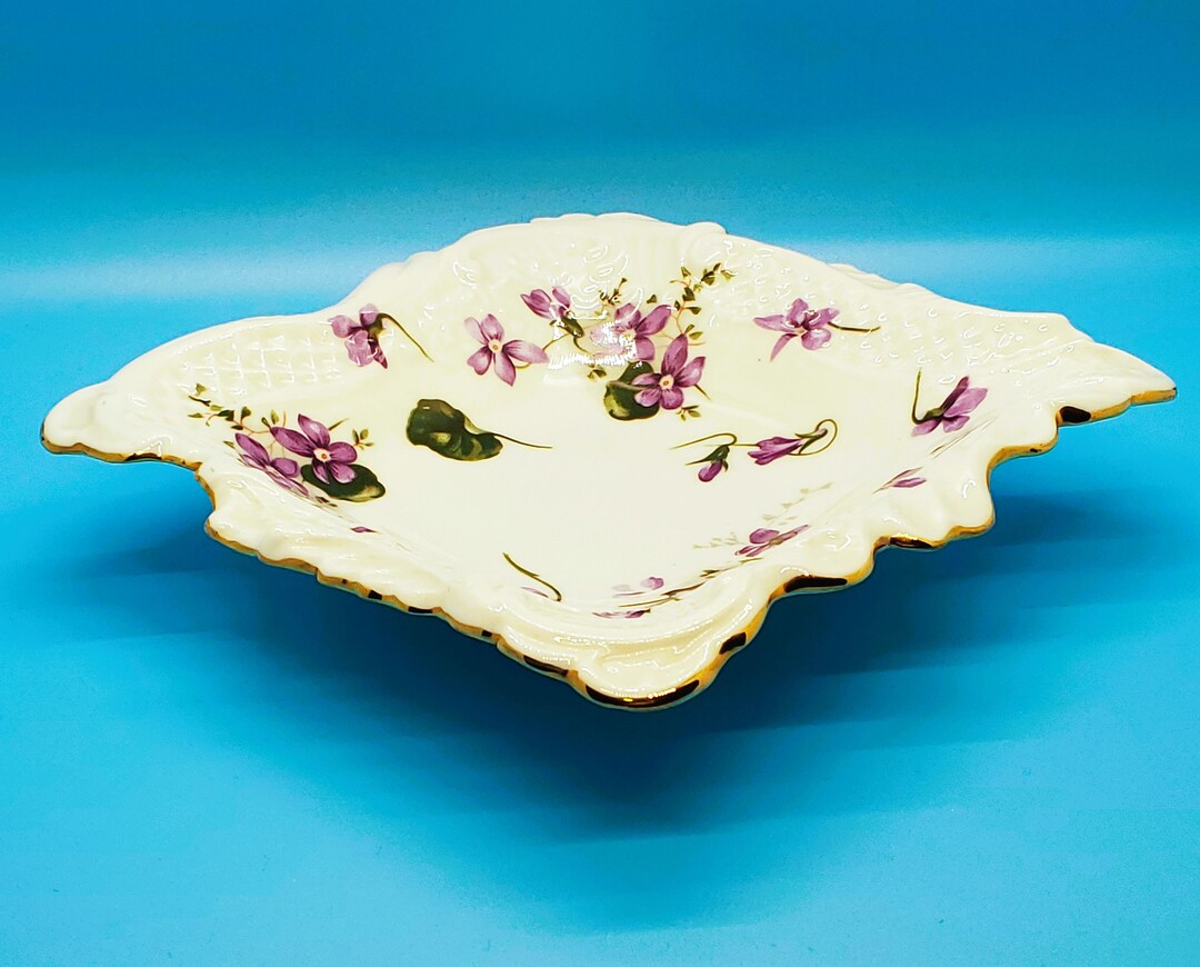 Hammersley Spode Victorian Violets Sweet Meats Dish Square Gold Trim 6 ...