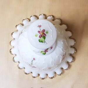 Fenton Bell Violets in the Snow Silver Crest Signed by Freda H Vintage ...