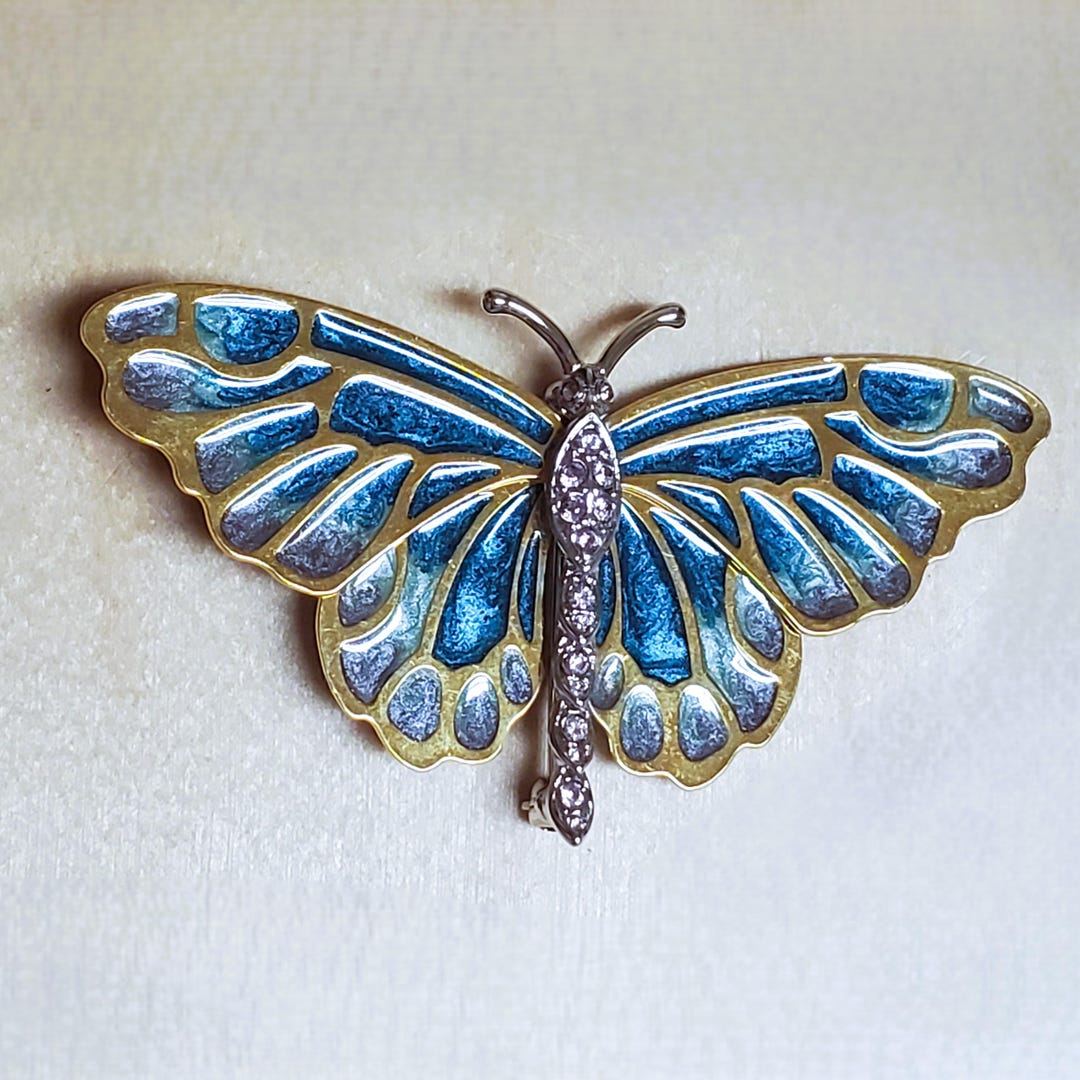 NEW Kenneth J Lane KJL Butterfly Pin Brooch, Pliqué A Jour Enamel ...