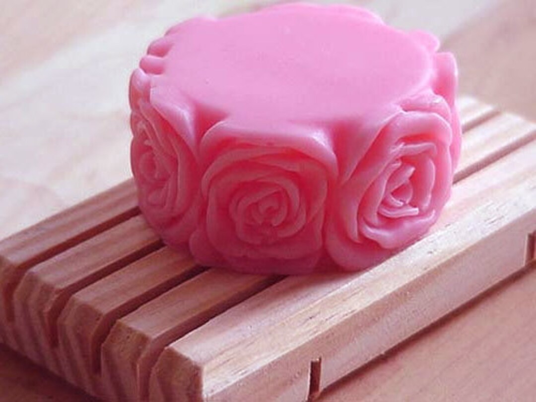 2 Pure Rose and Cherry Soaps Small Round Bath Body Soap Handmade by ...