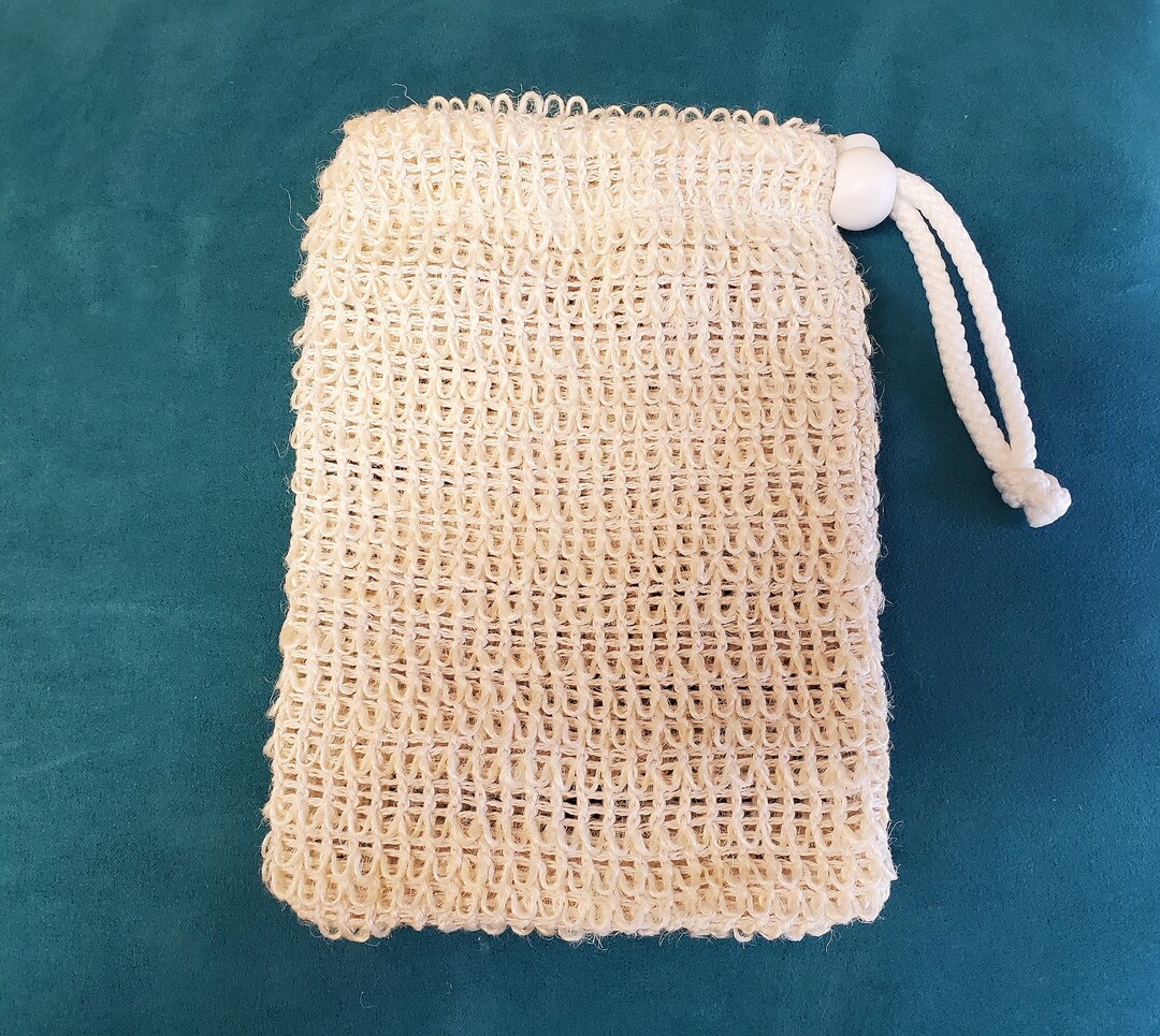 Sisal Washcloth Pouch Exfoliating Stimulating Drawstring Bag Soap Saver ...