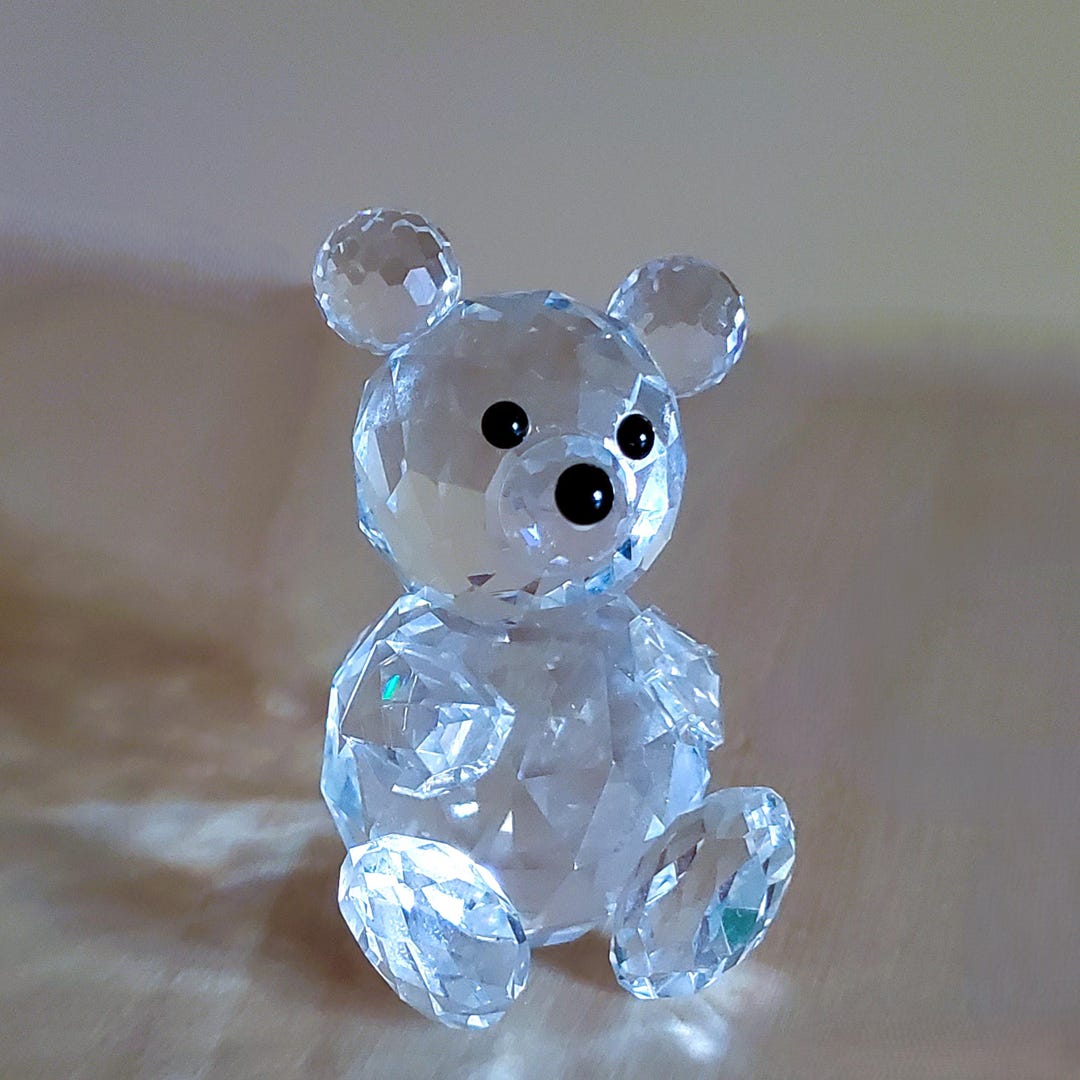 Swarovski Little Teddy Bear Figurine Small Clear Cut Fine Crystal Glass ...
