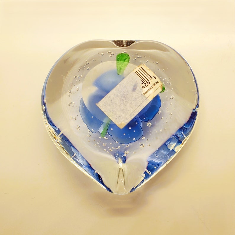 Heart Blue Rose Paperweight, Art Glass Flower VINTAGE Vtg Heavy With ...