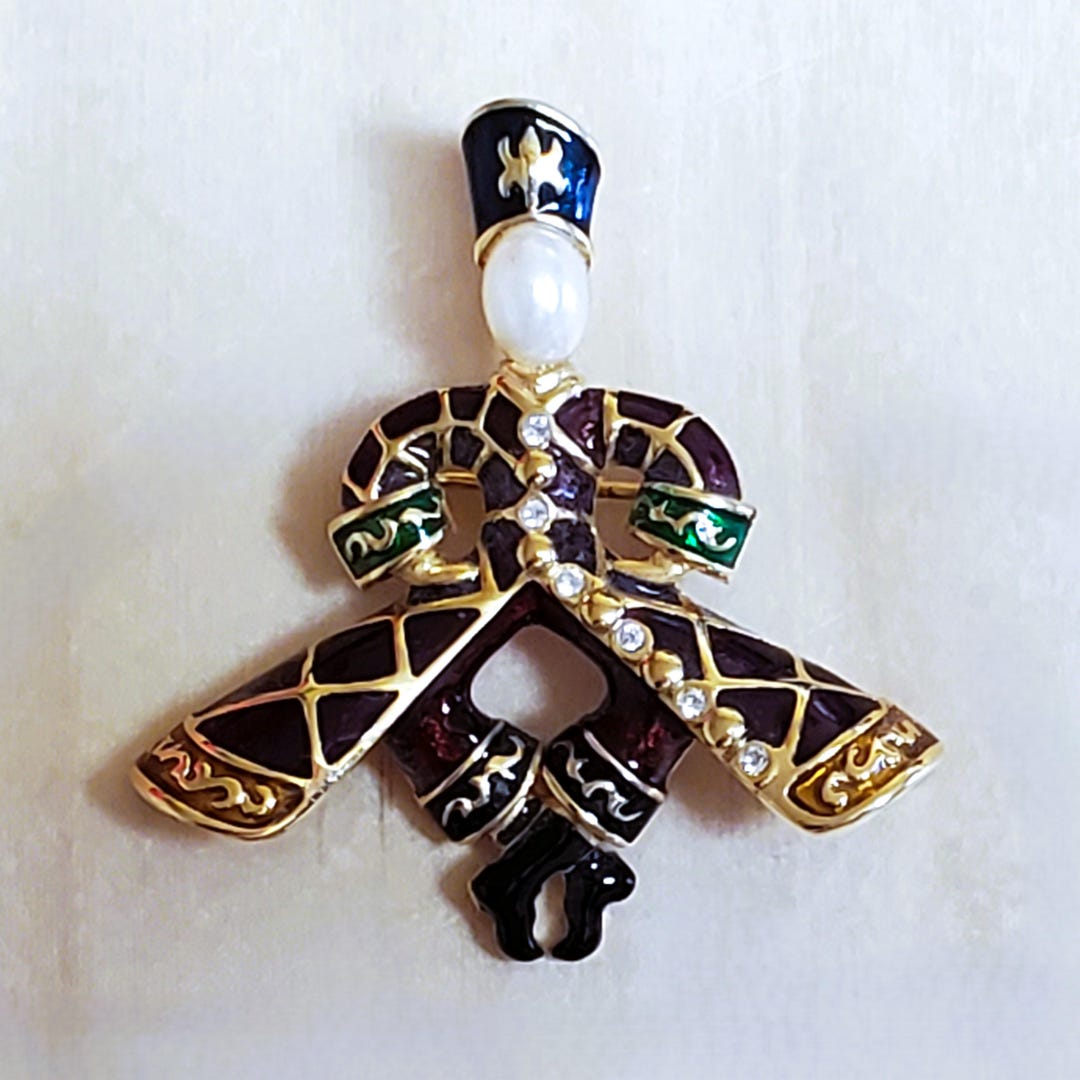 Joan Rivers Russian Cossack Dancer Pin Brooch NEW Enamel Rhinestones ...