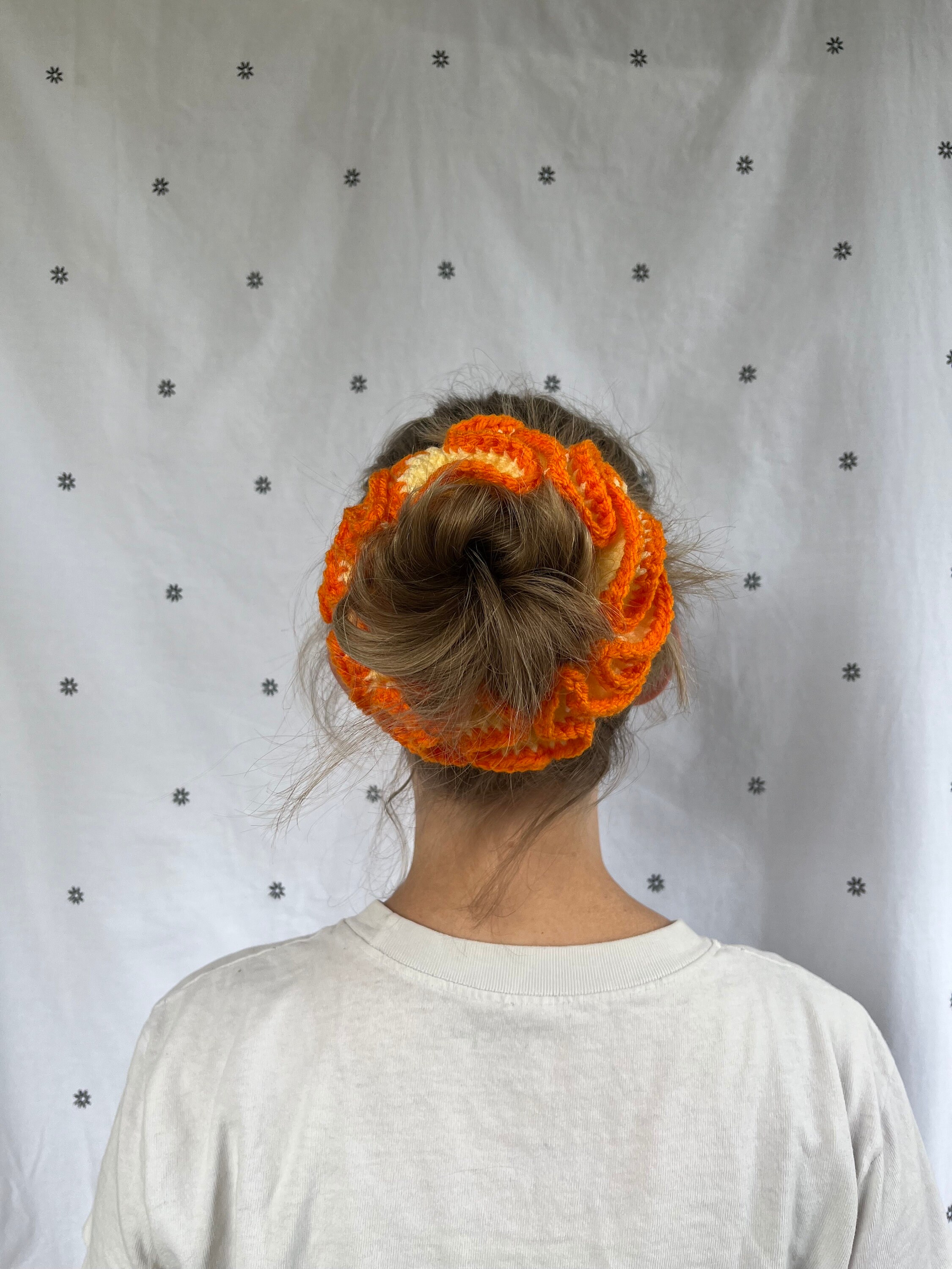 Large Orange and Yellow Crochet Scrunchie - Etsy