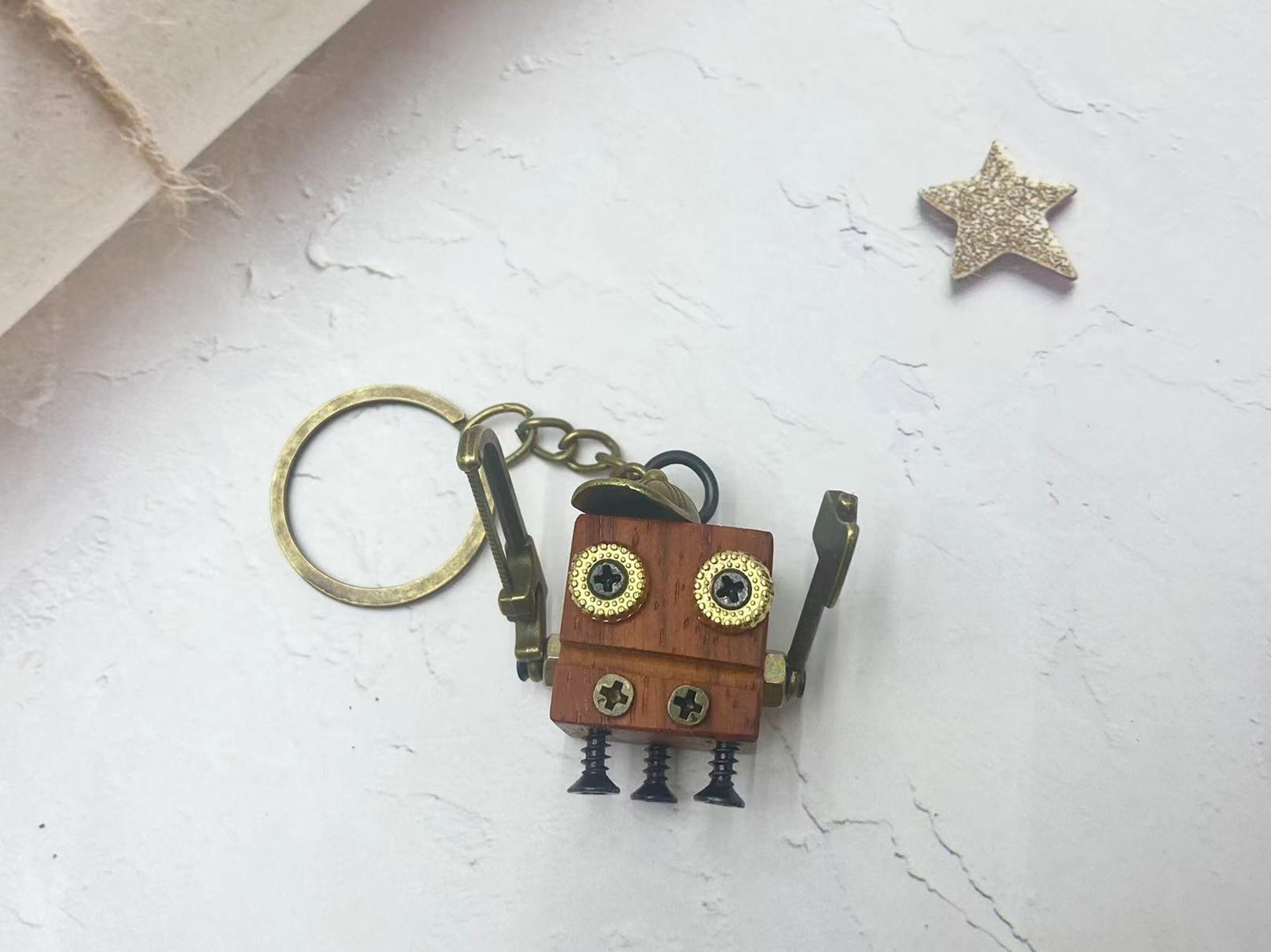 Mini Steampunk Robot Cool Keychain Gift for Her, Handmade Unique ...
