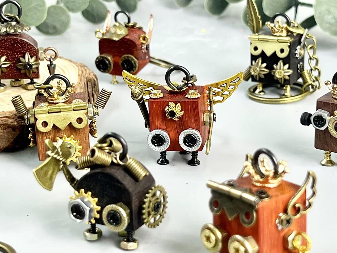 Mini Steampunk Robot Cool Keychain Gift for Her, Handmade Unique ...