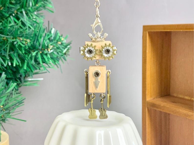 Mini Steampunk Robot Cool Keychain Gift for Her, Handmade Unique ...