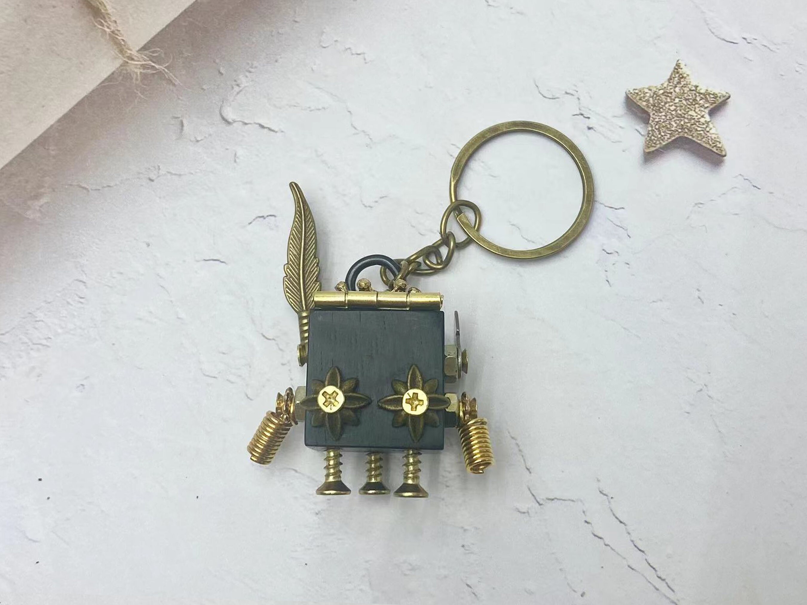 Mini Steampunk Robot Cool Keychain Gift for Her, Handmade Unique ...