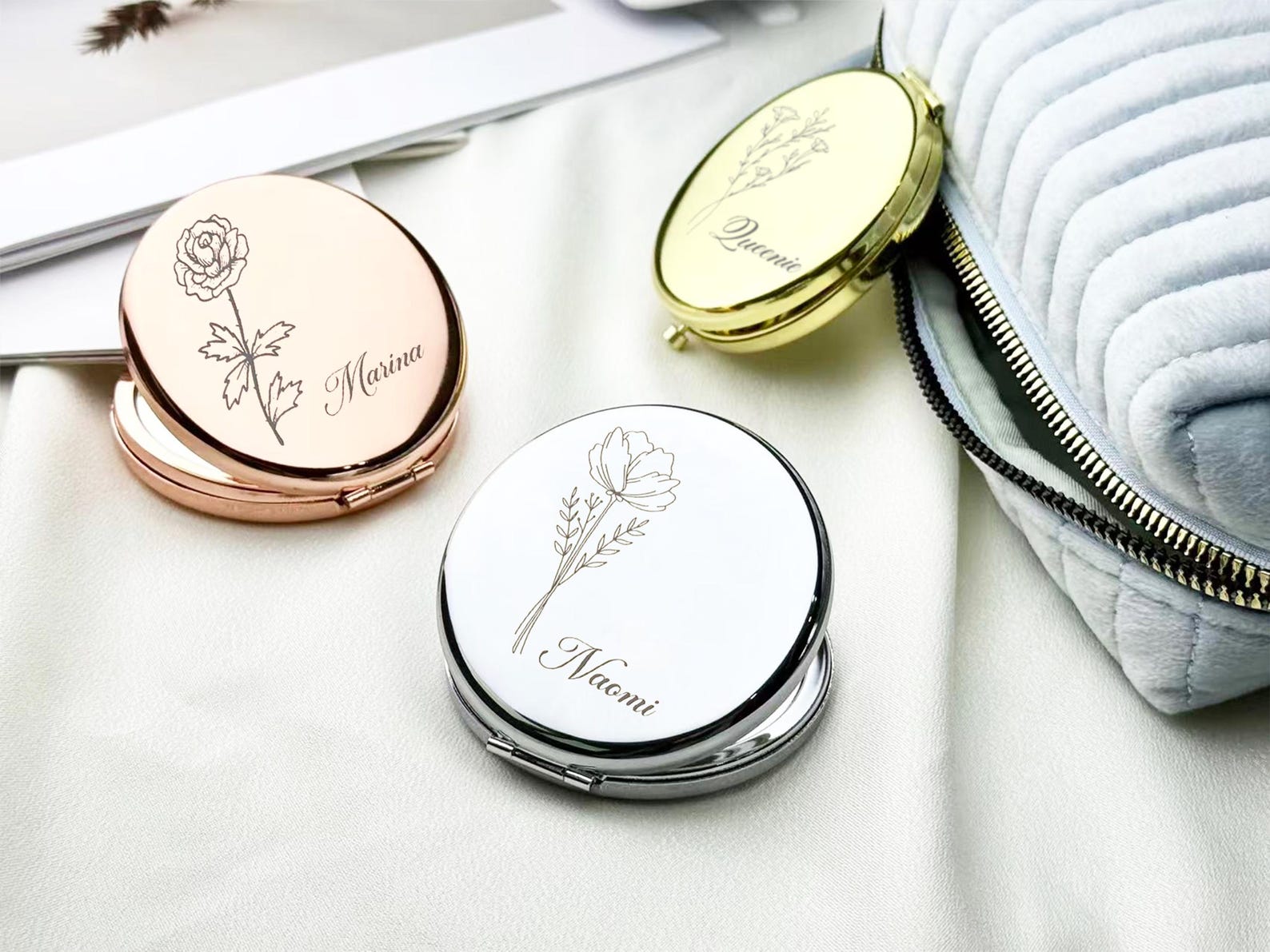 Wedding Gifts, Custom Engraved Compact Mirror, Personalized Pocket ...