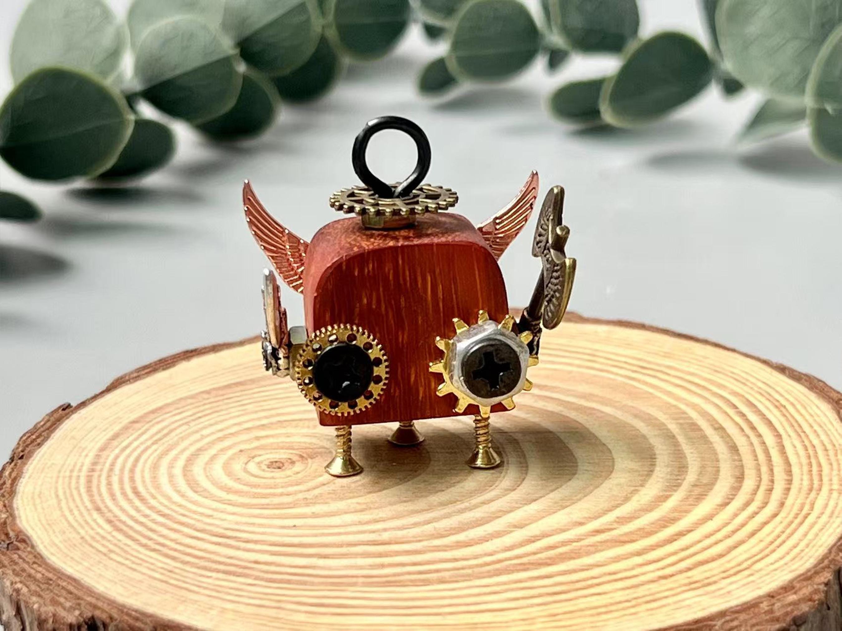 Mini Wooden Robot Cool Keyring Decor Gifts, Handmade Cute Bag Charm ...